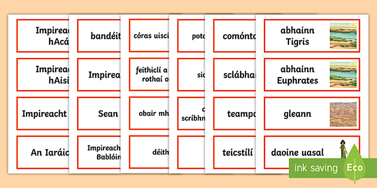 Ancient Mesopotamia Word Cards Gaeilge