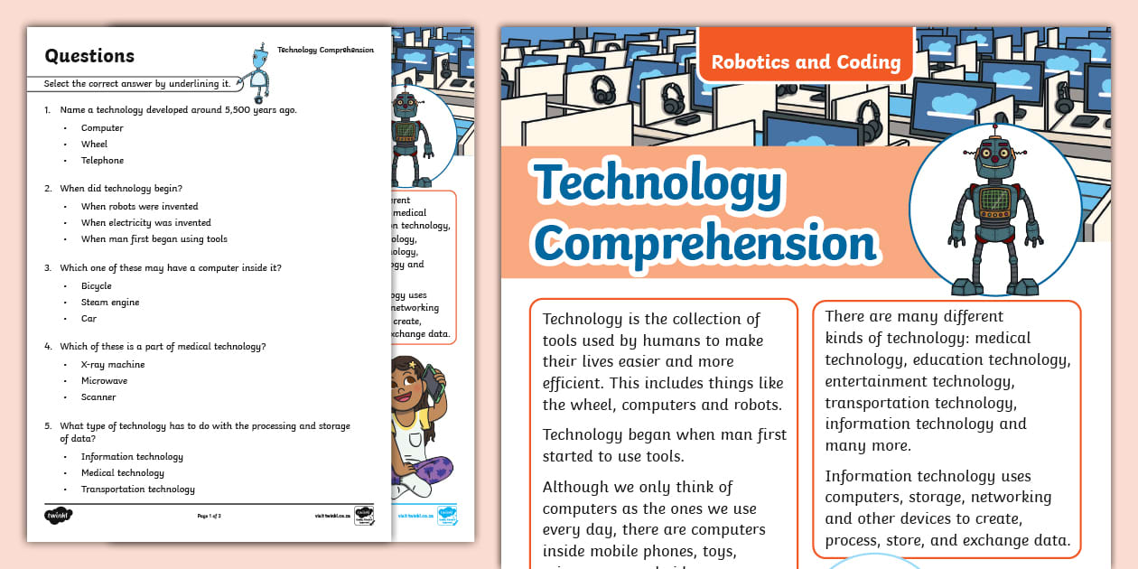 Robotics And Coding Technology Comprehension Twinkl