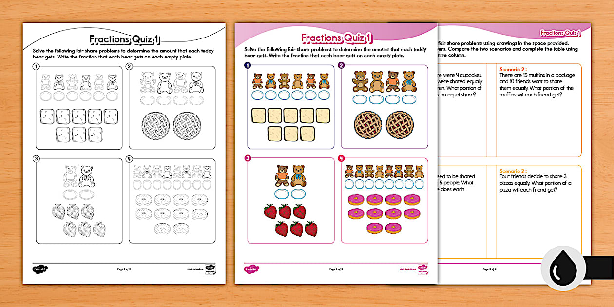 Grade 3 Fractions Mini Assessment 1 (teacher made) - Twinkl