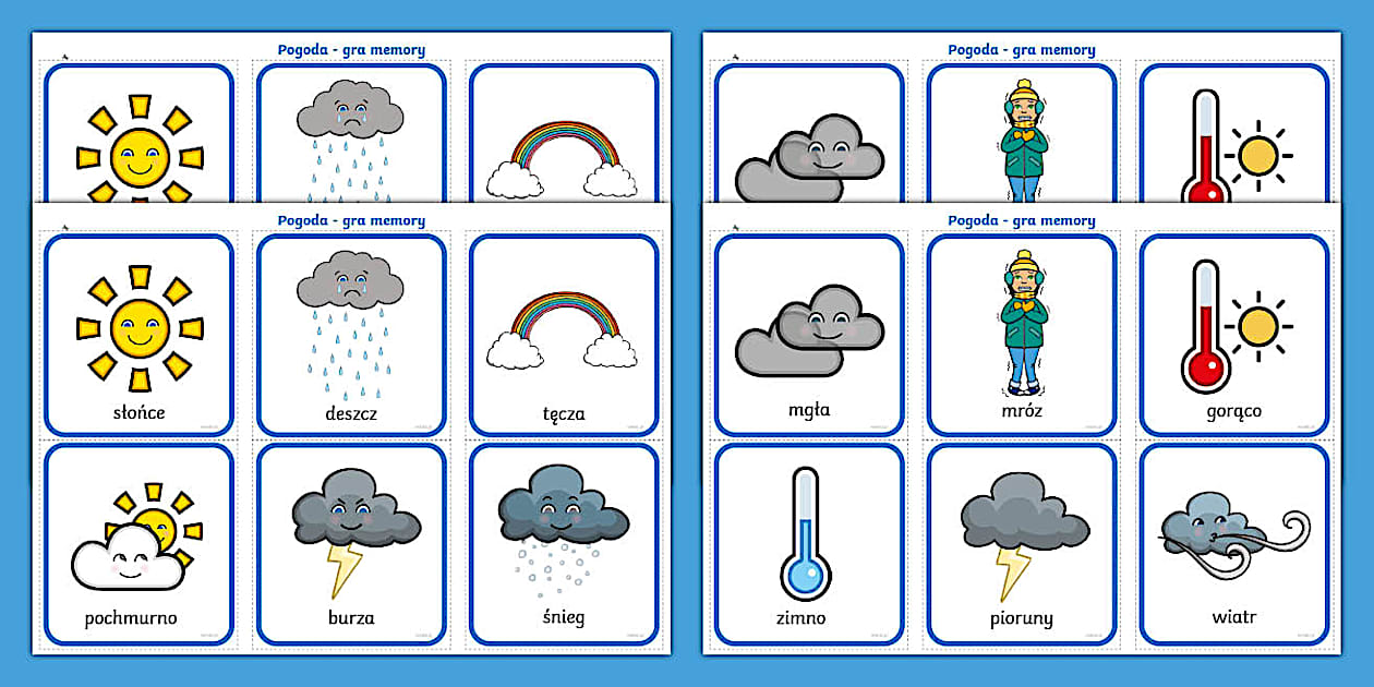 Pogoda | Gra memory | Gry i zabawy (nauczyciel wykonał)