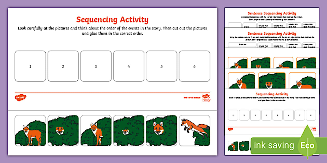 Illustrated Hattie and the Fox Sequencing Activity | Twinkl