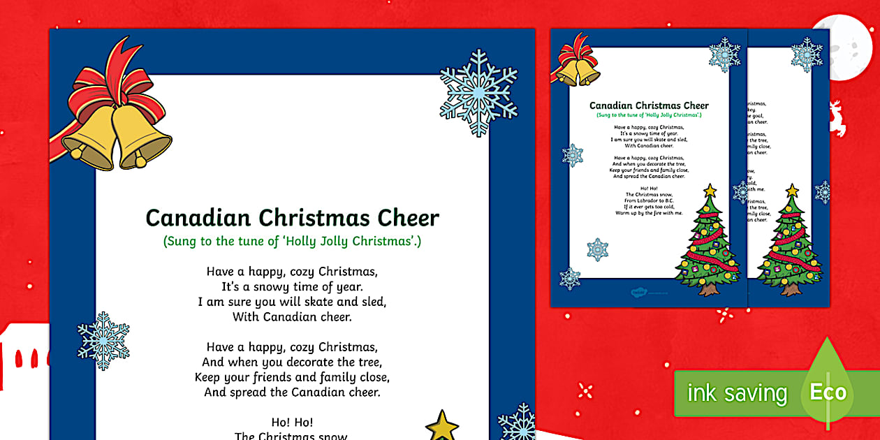 Black and White Canadian Christmas Cheer Song (teacher made)
