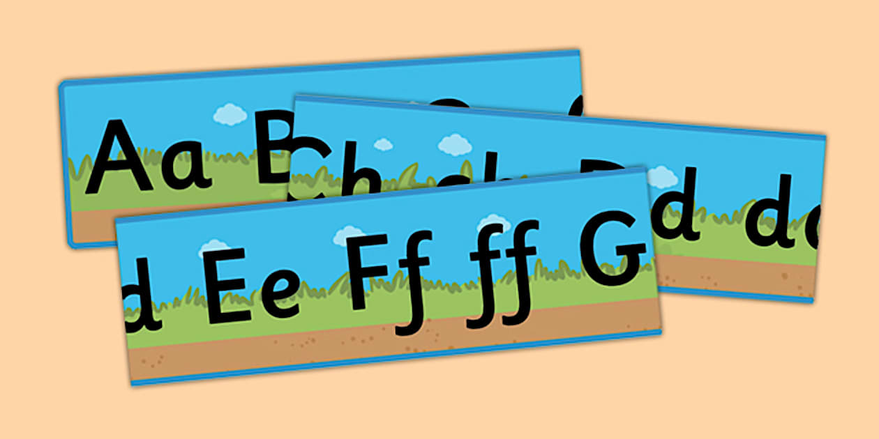 Ground, Grass, Sky Upper and Lowercase Alphabet Strip
