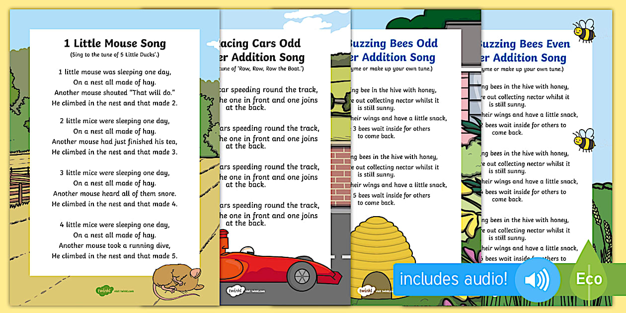 Addition Songs and Rhymes Resource Pack - Maths Resource - Twinkl