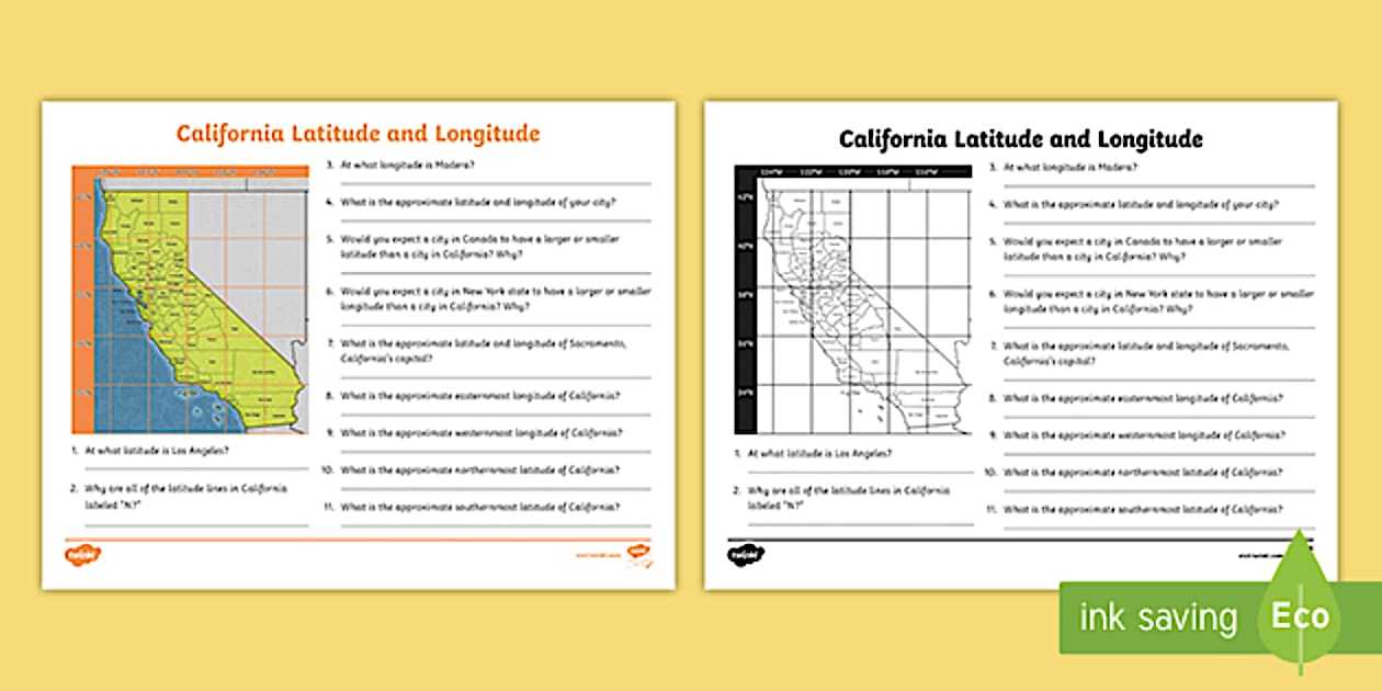 Latitude And Longitude Worksheet | Resources | Twinkl USA