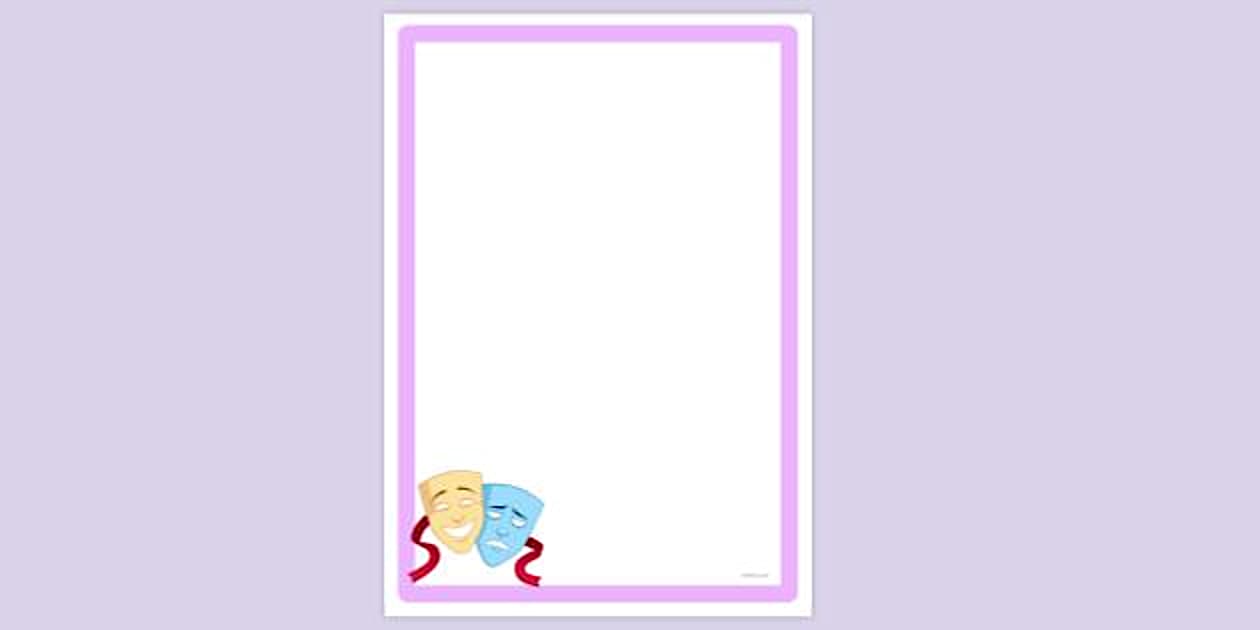 Simple Blank Drama Masks Page Border (teacher made) - Twinkl