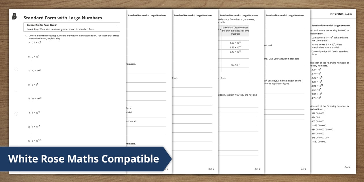 👉 Standard Form with Large Numbers (teacher made)