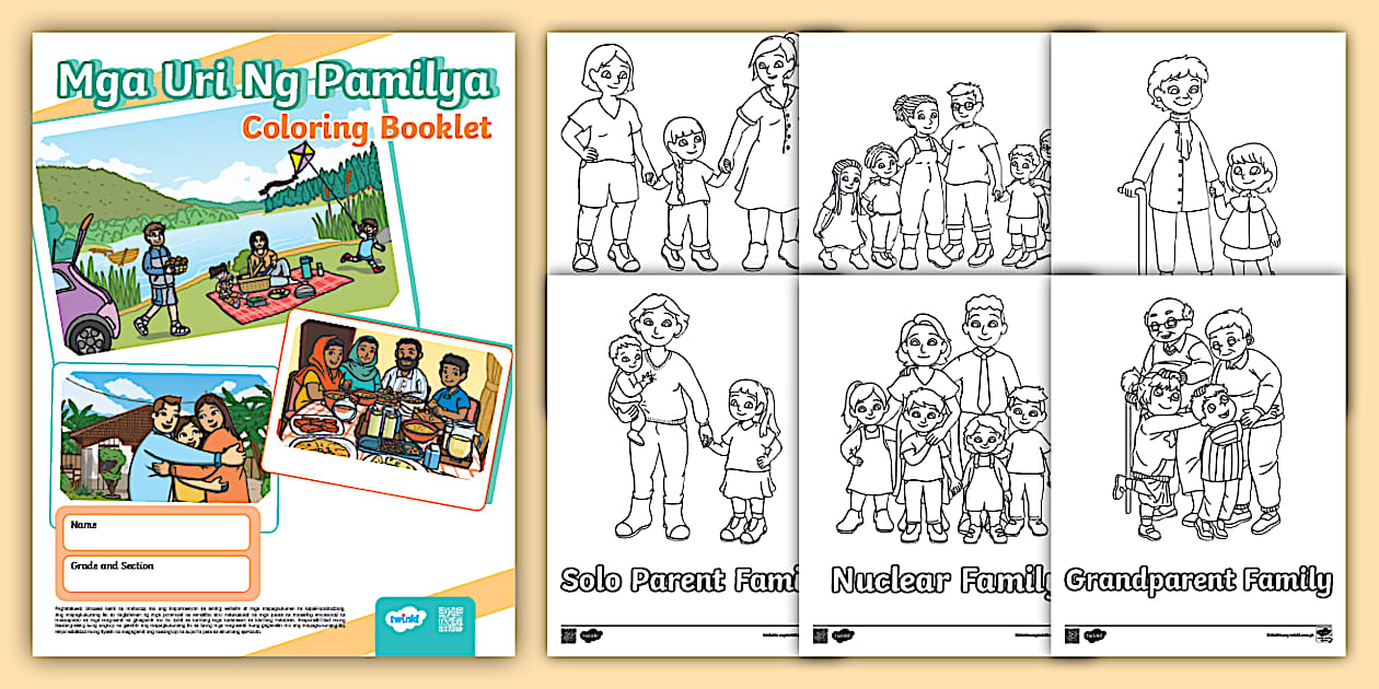 Mga Uri Ng Pamilya Coloring Booklet | Grade 1 | Twinkl