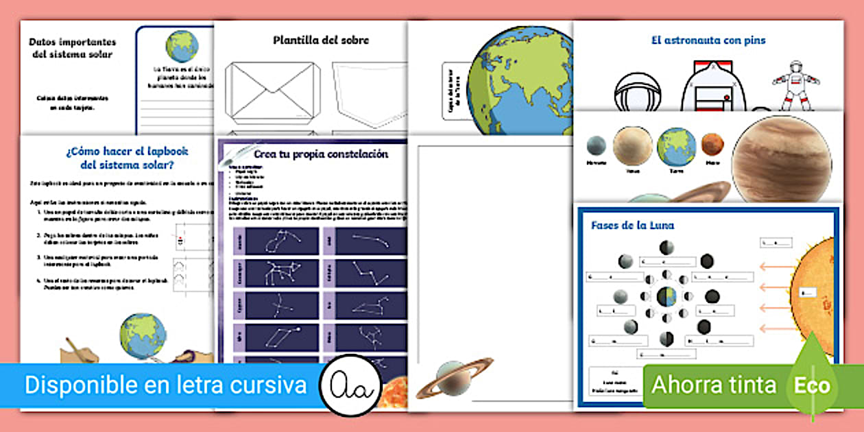Recurso educativo: ficha del sistema solar para imprimir