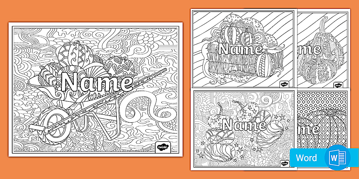 Editable Name Mindfulness Pumpkin Coloring Sheets - Twinkl