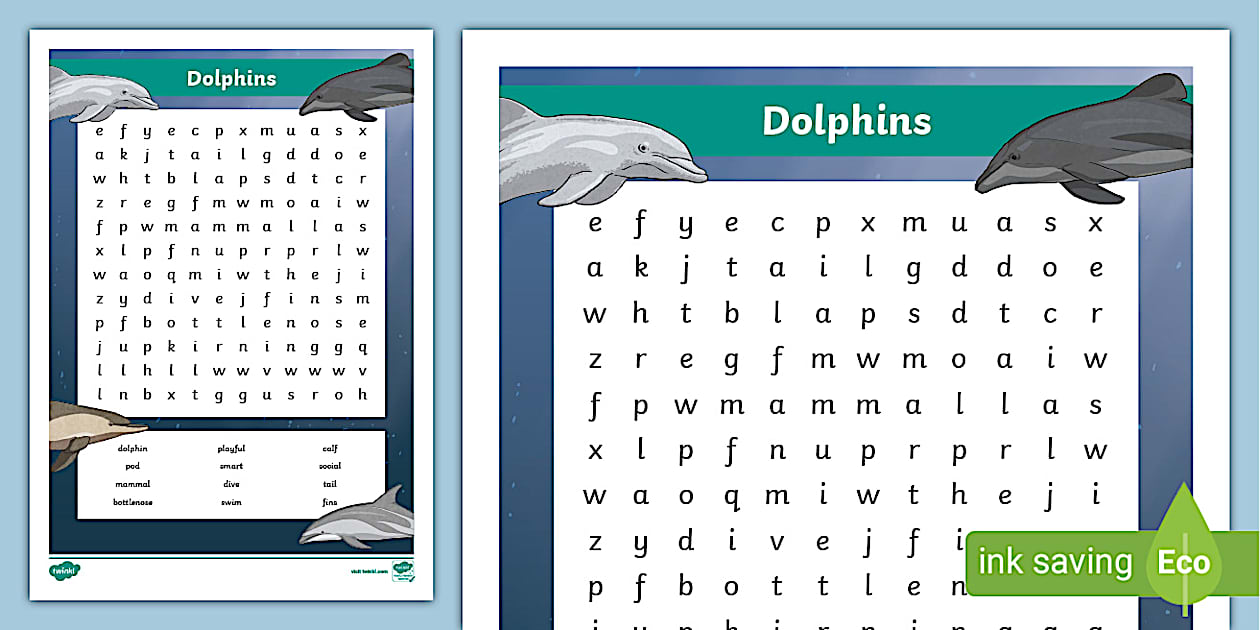 Dolphins Word Search (teacher made) - Twinkl