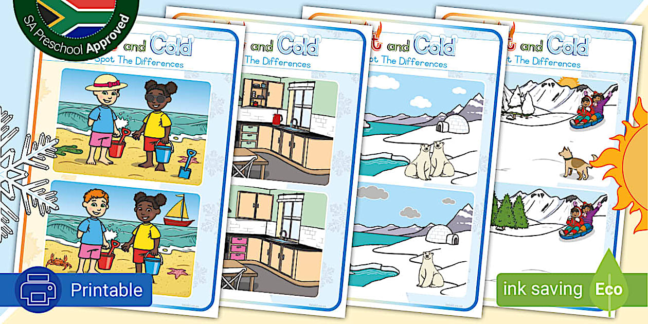 Hot and Cold: Spot the Differences Activity Mats - Twinkl