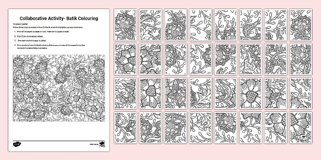 Collaborative Art Batik Art Colouring - Twinkl