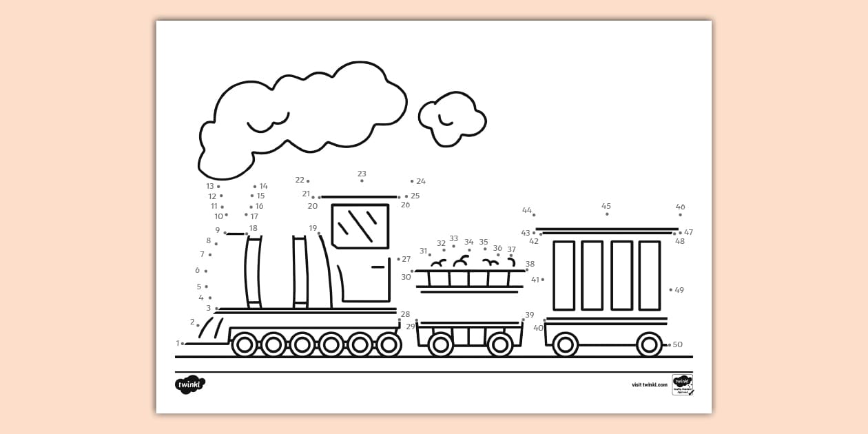 Train Dot-to-Dot Up to 50 - Twinkl - KS1 (teacher made)