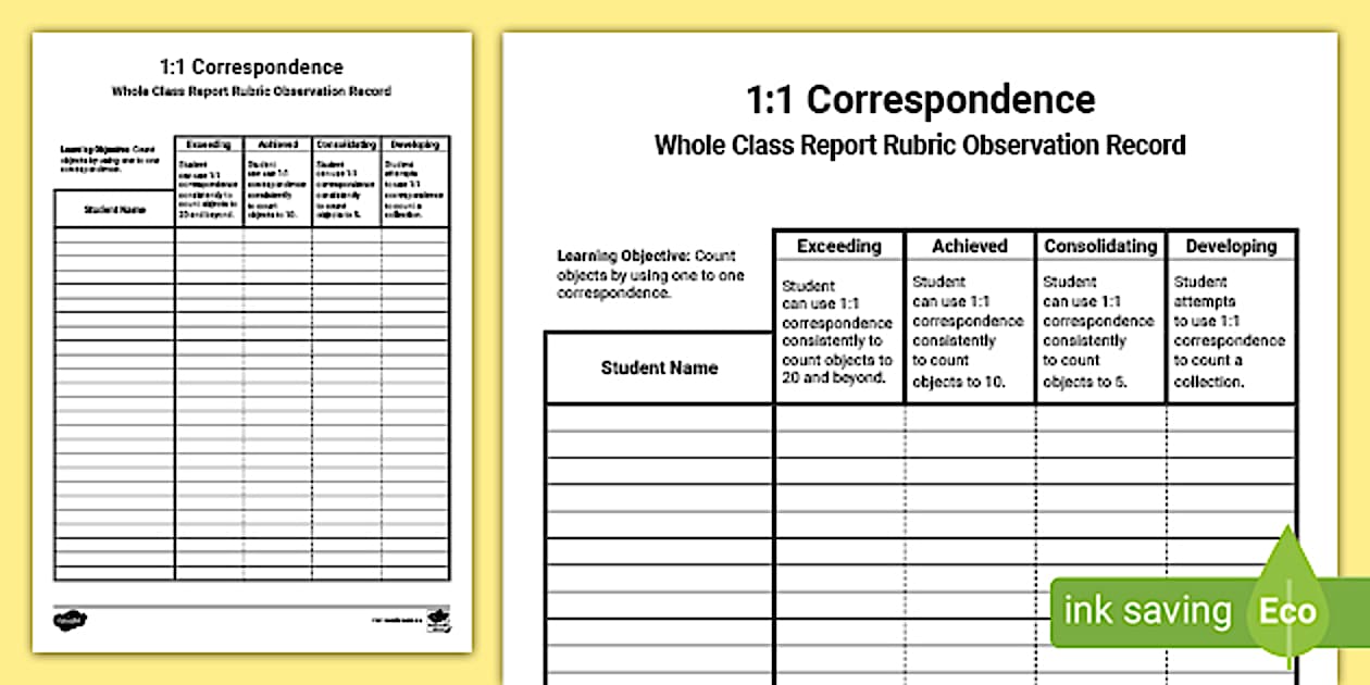 One-to-One Correspondence Assessment | EYLF Australia