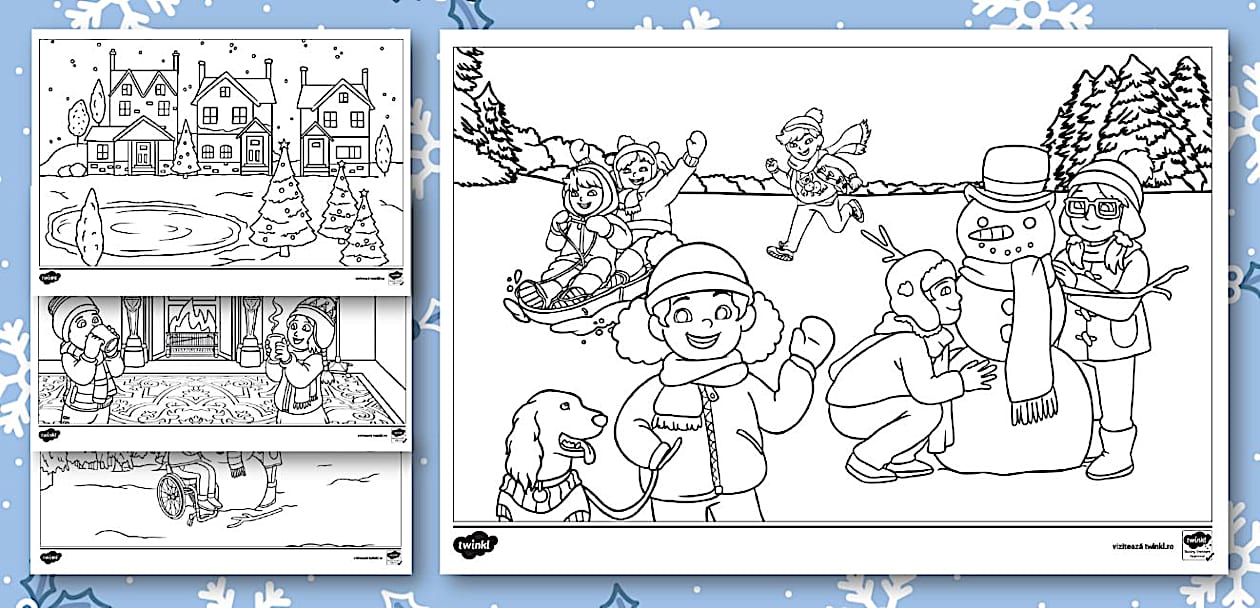 Iarnă, bine ai venit! – Desene de colorat (teacher made)
