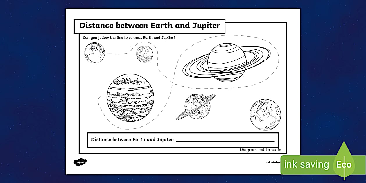 Distance From Earth to Jupiter Tracing Activity - Twinkl