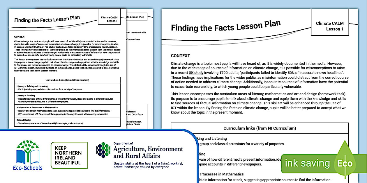 FREE! - Climate CALM Lesson 1, Finding the Facts Lesson Plan