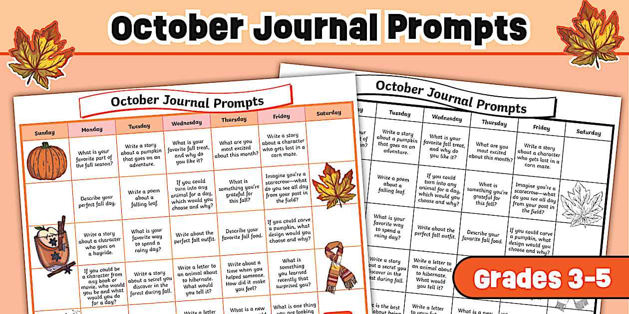 October Journal Writing Prompts for 3rd-5th Grade