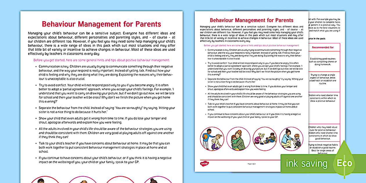 Behaviour Chart Pack Overview Parent and Carer Information Sheet