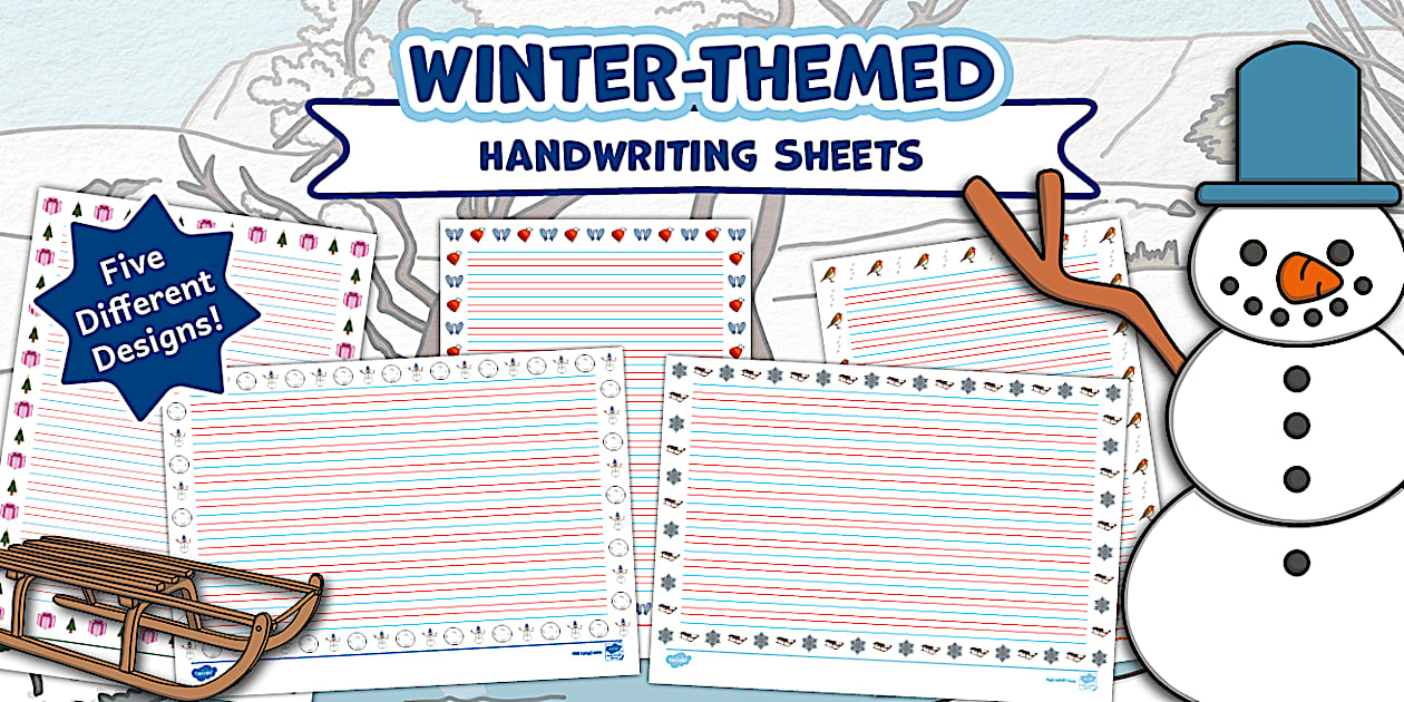 Winter-Themed Handwriting Sheets - KS1 - Twinkl