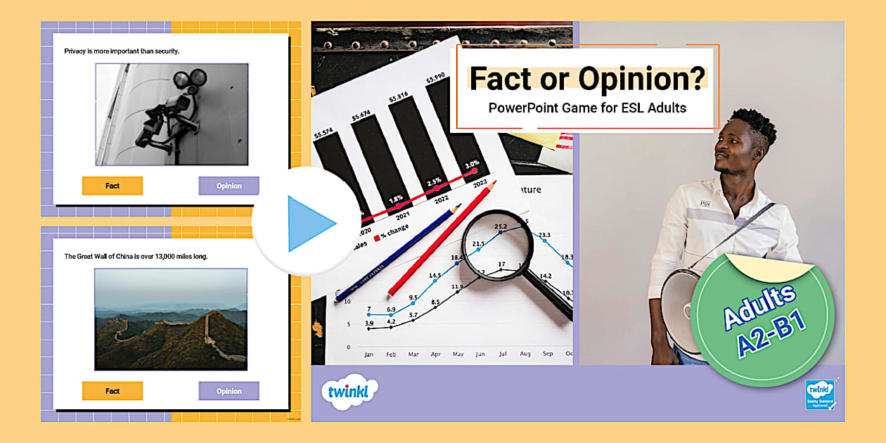 ESL Fact or Opinion? Game [Adults, A2-B1] (teacher made)