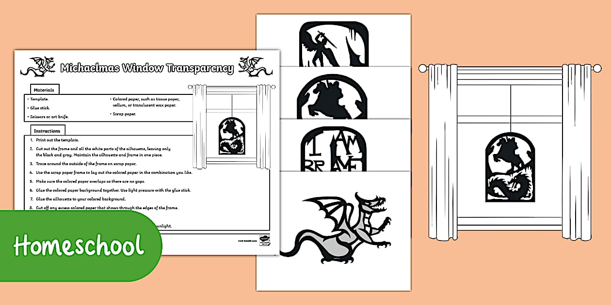 Michaelmas Window Transparency Craft (teacher made) - Twinkl