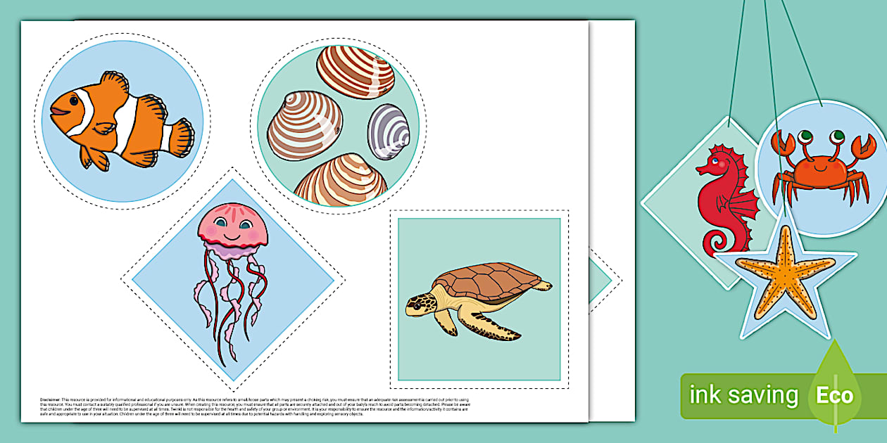Under the Sea Baby Mobile Picture Cut-Outs | Twinkl - Twinkl
