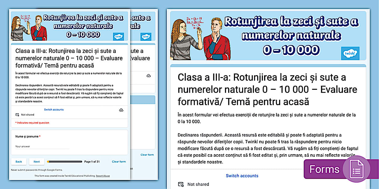 Clasa 3 Rotunjirea la zeci și sute a numerelor 0-10 000