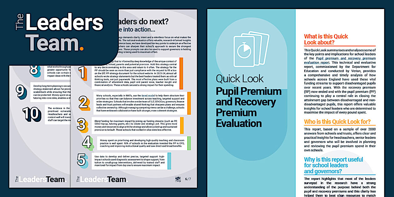 Pupil Premium Evaluation Quick Look - Twinkl