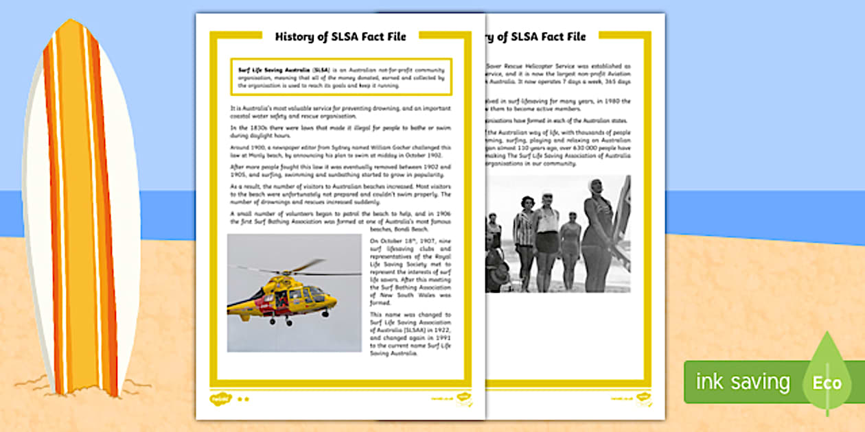 History of Surf Life Saving Australia Differentiated Fact File