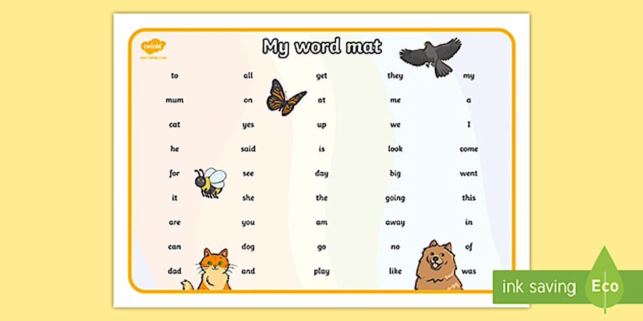Precursive Foundation Stage 2 Word Mat - Twinkl