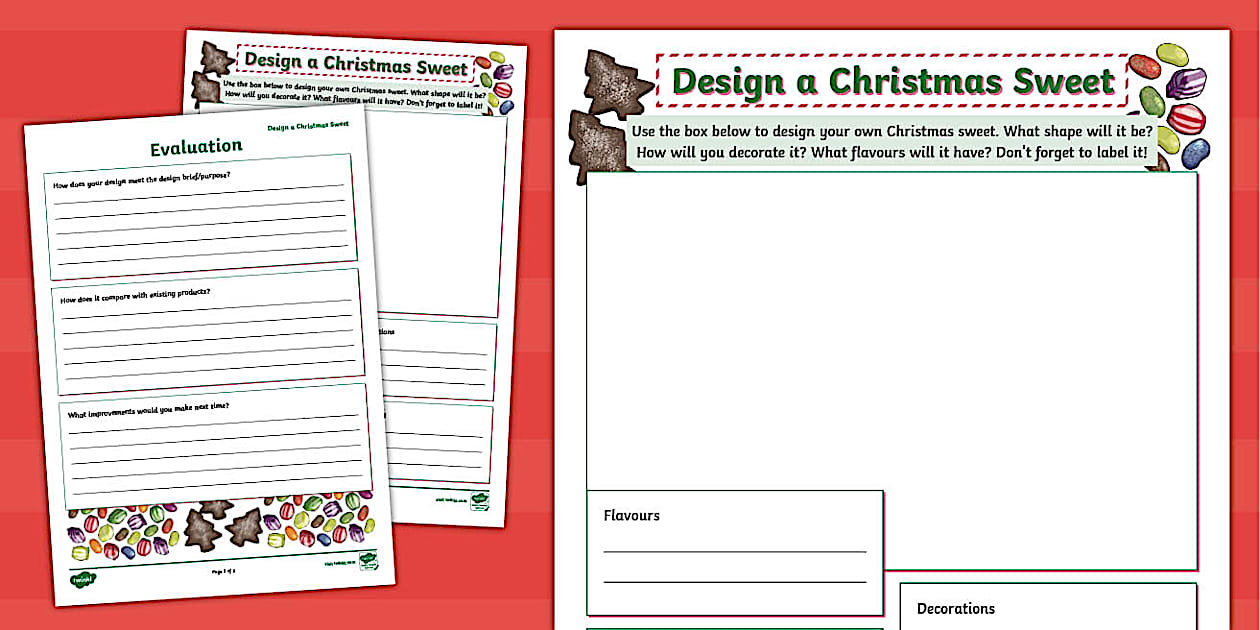 Design a Christmas Sweet Worksheet (teacher made) - Twinkl
