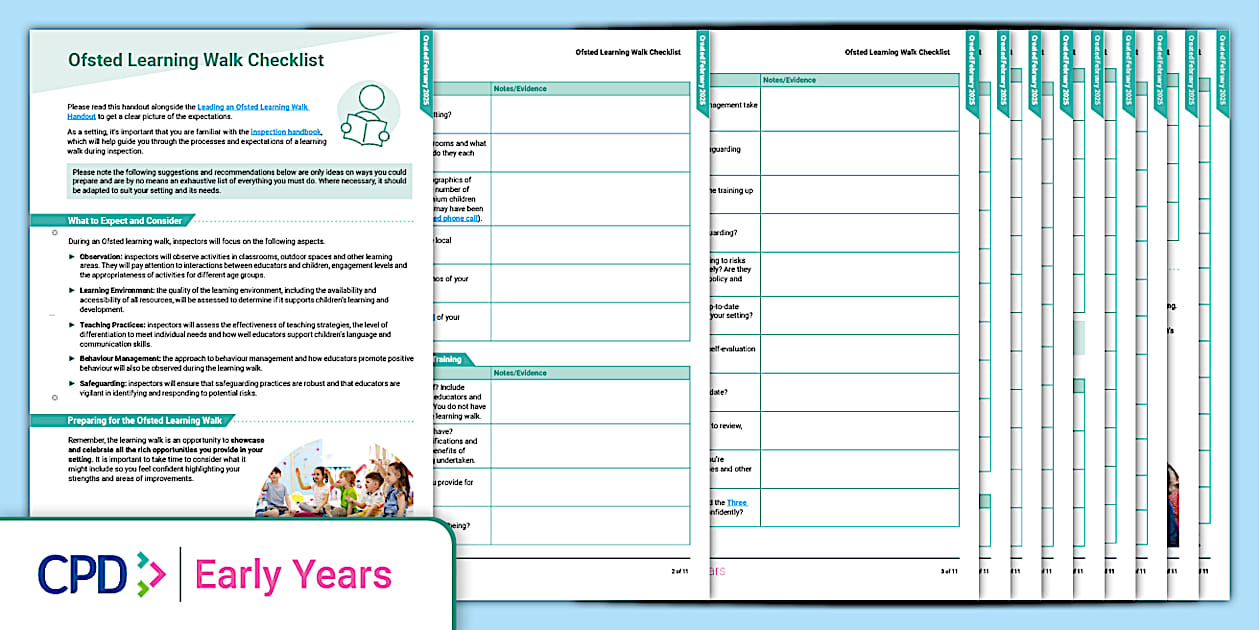 Ofsted Learning Walk Checklist | Handout | CPD - Twinkl