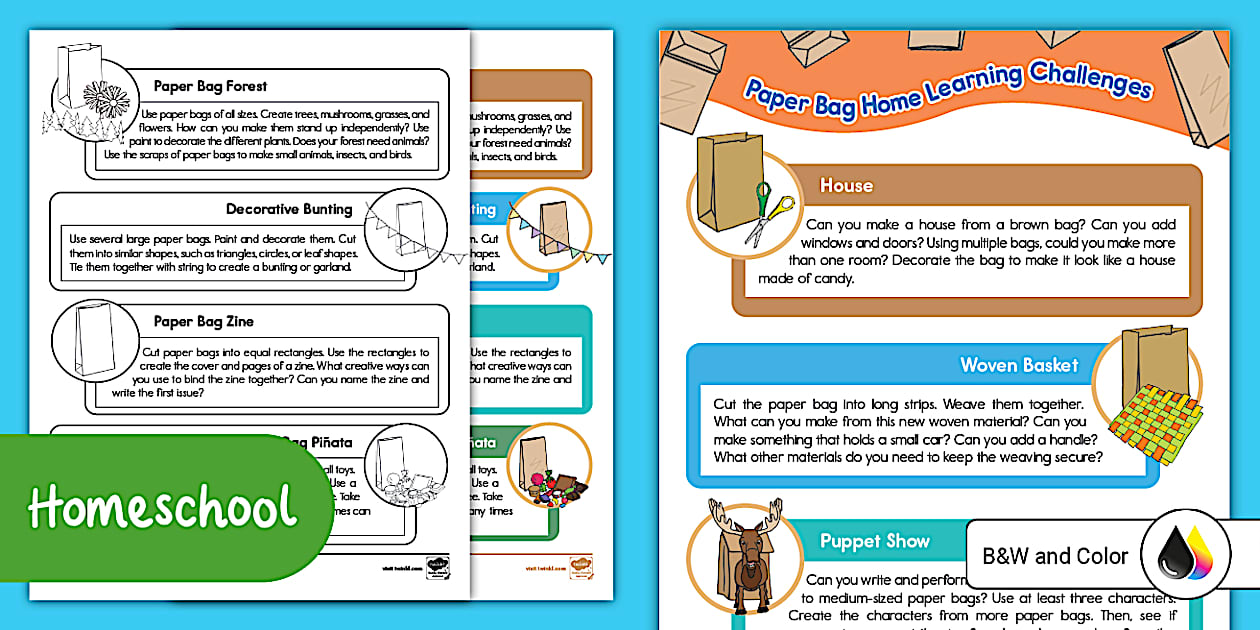 Paper Bag Home Learning Challenges (Teacher-Made) - Twinkl