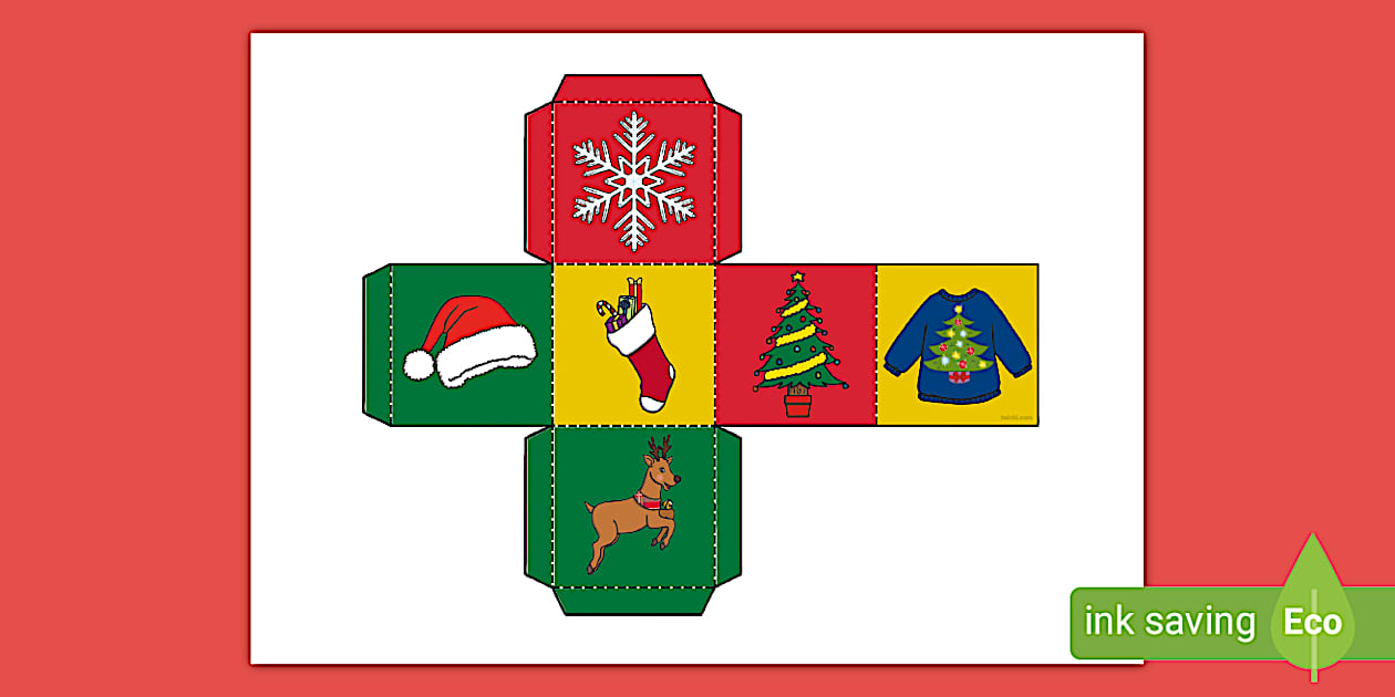 Christmas Storytelling Prompts Dice Net - Twinkl - EYFS