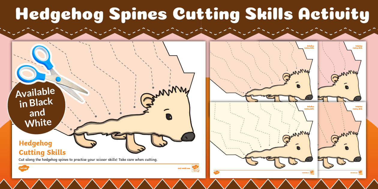 Hedgehog Spines Cutting Skills Activity - KS1 - Twinkl