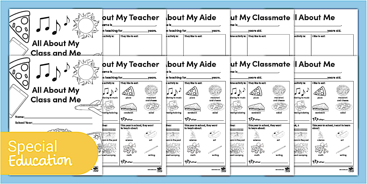 All About My Class and Me Worksheet for Special Education