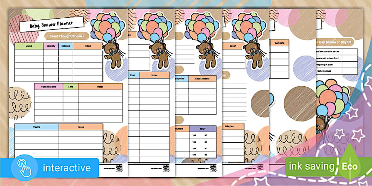 Teddy Bear-Themed Baby Shower Planner (Teacher-Made)