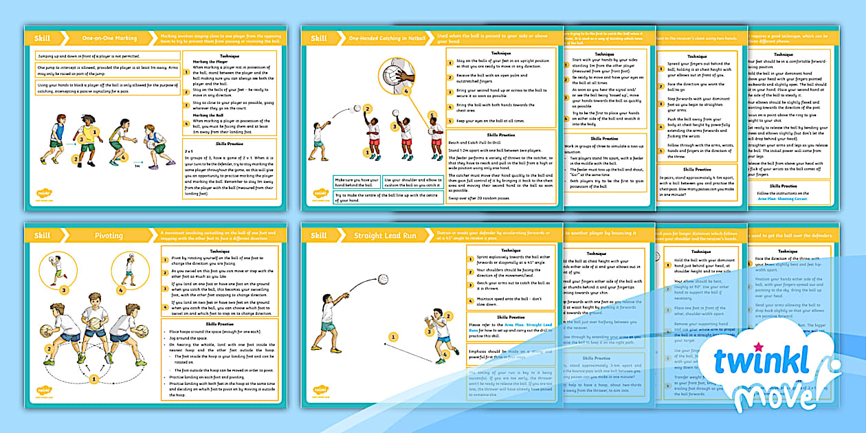 Netball Skills Teaching Card Pack | Move PE | Twinkl