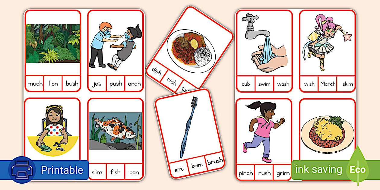 Grade 1 Phonics: -sh sound peg card activity