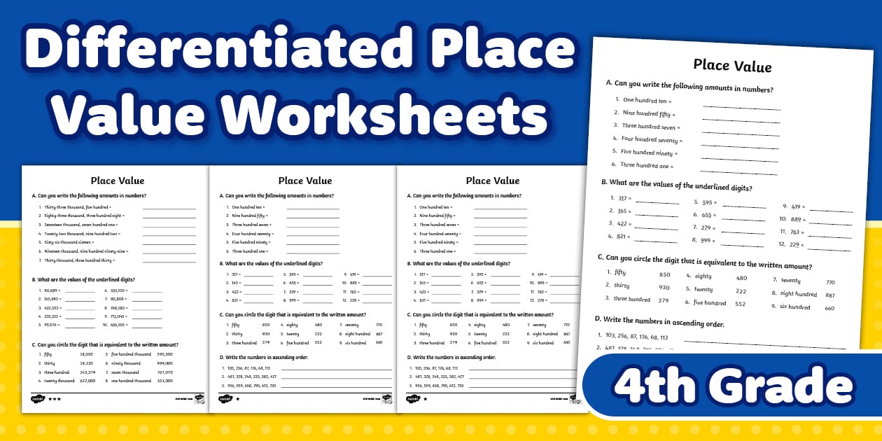 Differentiated Place Value Review 4th Grade | Twinkl USA