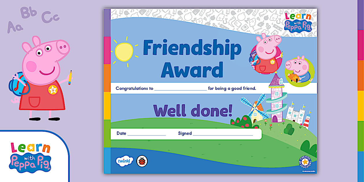 FREE! - Peppa Pig: Friendship Award Certificate - Twinkl