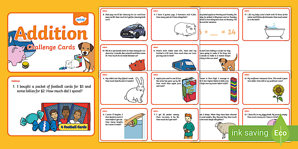Maths | Addition Challenge Cards | Primary Resources