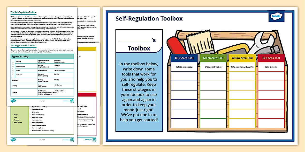 Older Learners Self-Regulation Tool Box Activity - Twinkl