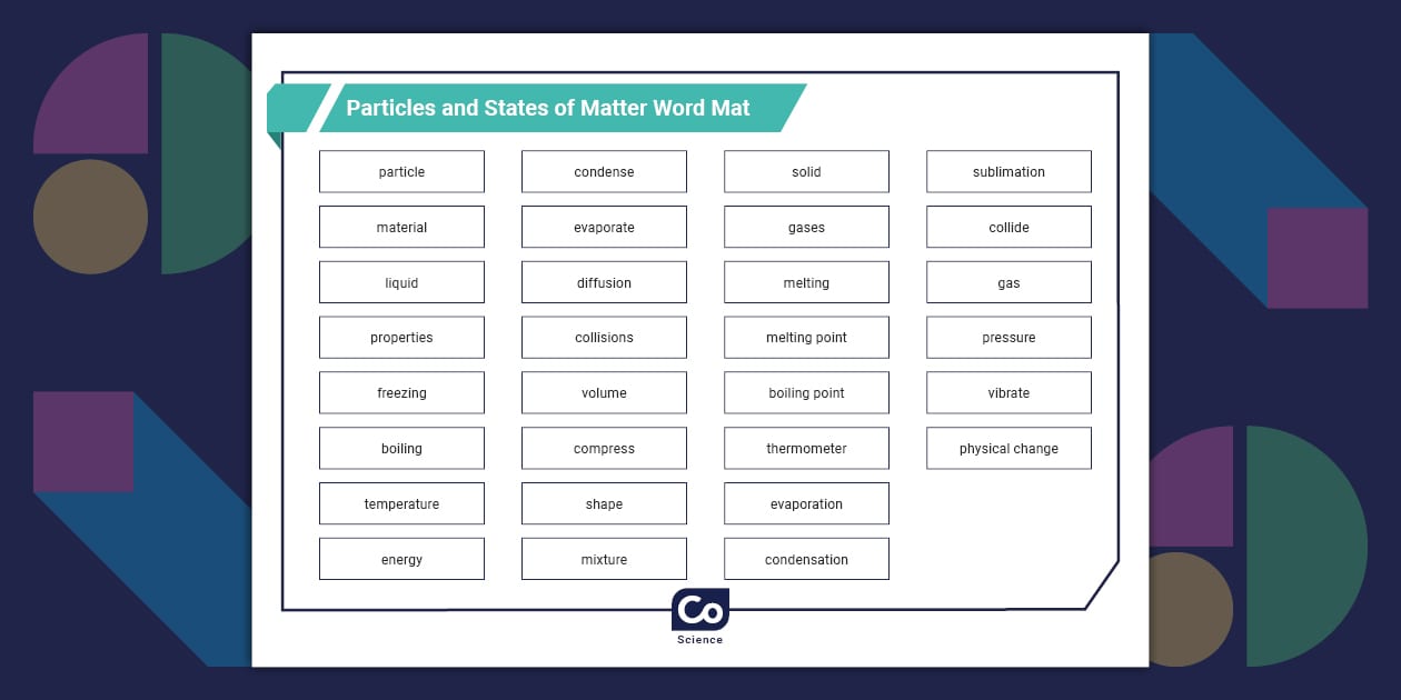 Particles and States of Matter Key Word Revision Mats