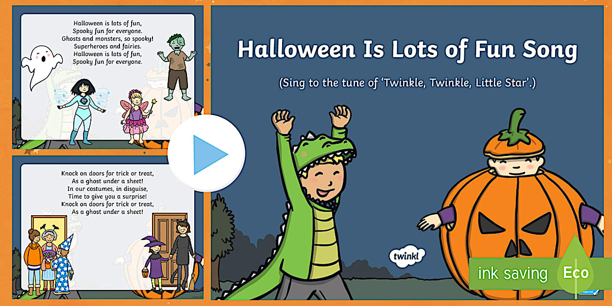 Halloween Is Lots of Fun Song PowerPoint - Twinkl