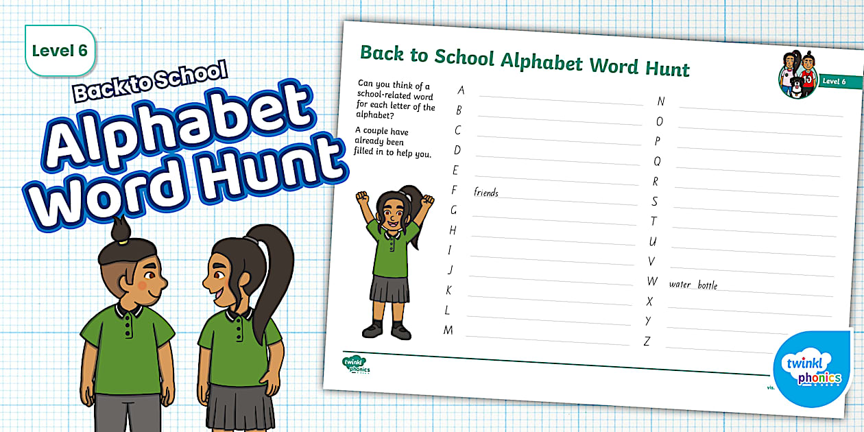 Level 6 Back to School Alphabet Word Hunt