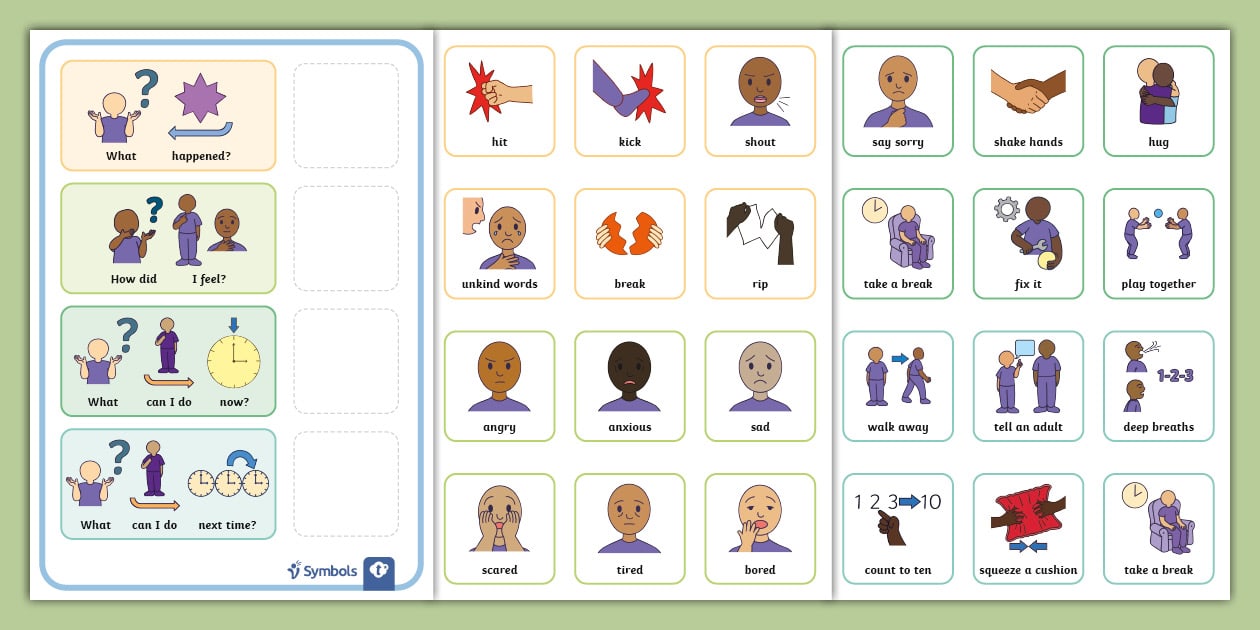 Twinkl Symbols: Behaviour Reflection Debrief Activity
