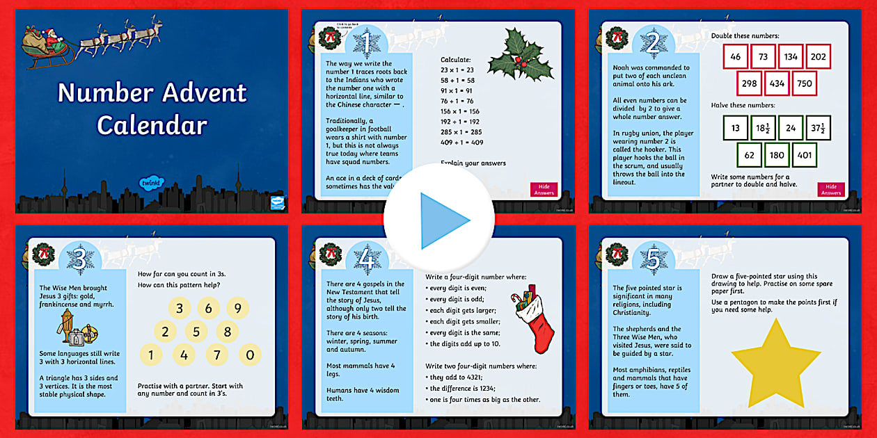 LKS2 Number Advent Calendar PowerPoint (teacher made)